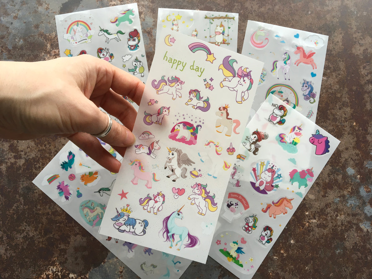Colourful unicorn sticker sheets for journaling and kids crafts ...