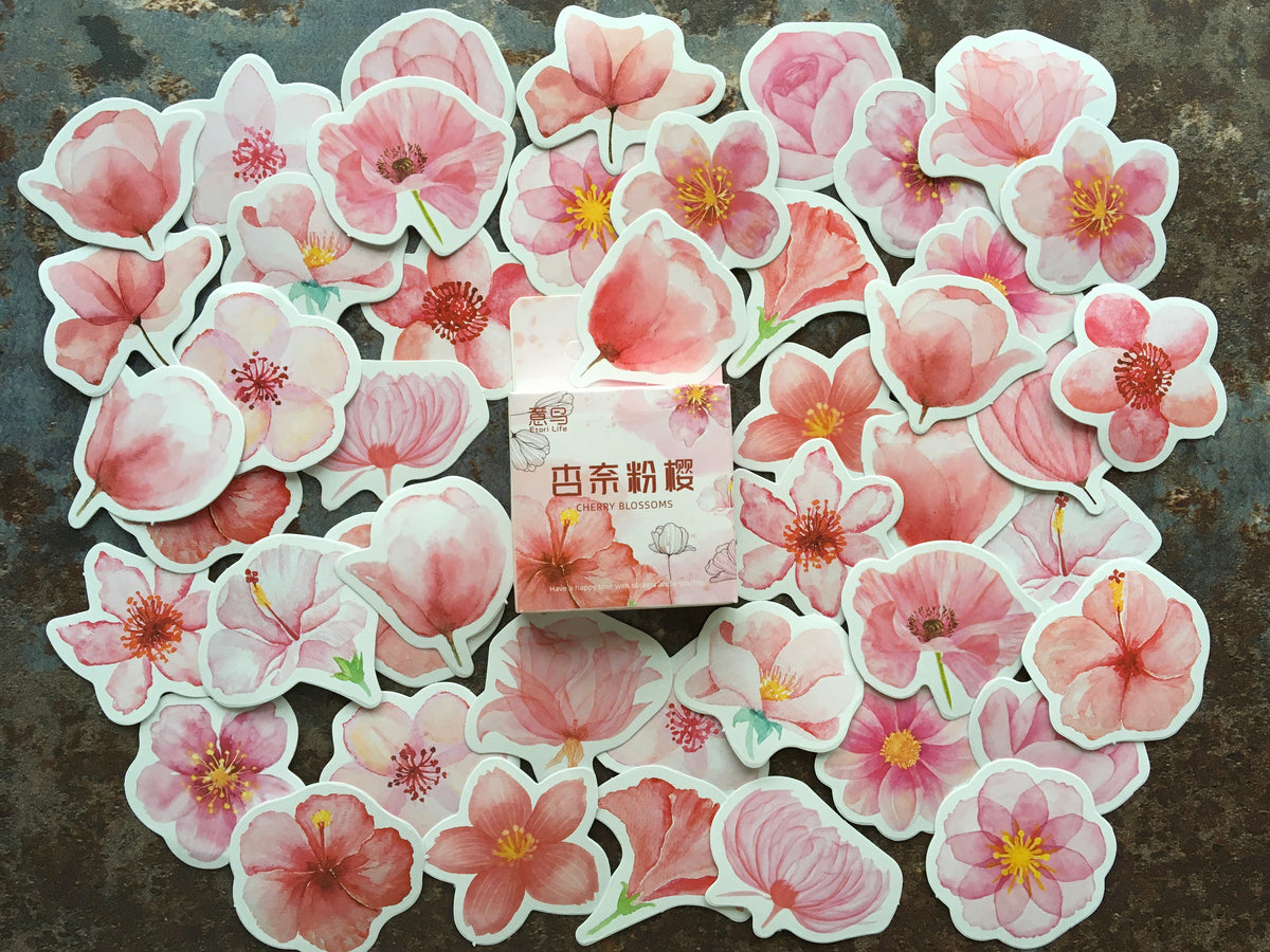 Pink blossoms sticker mix for journaling, scrapbooking and paper crafts ...