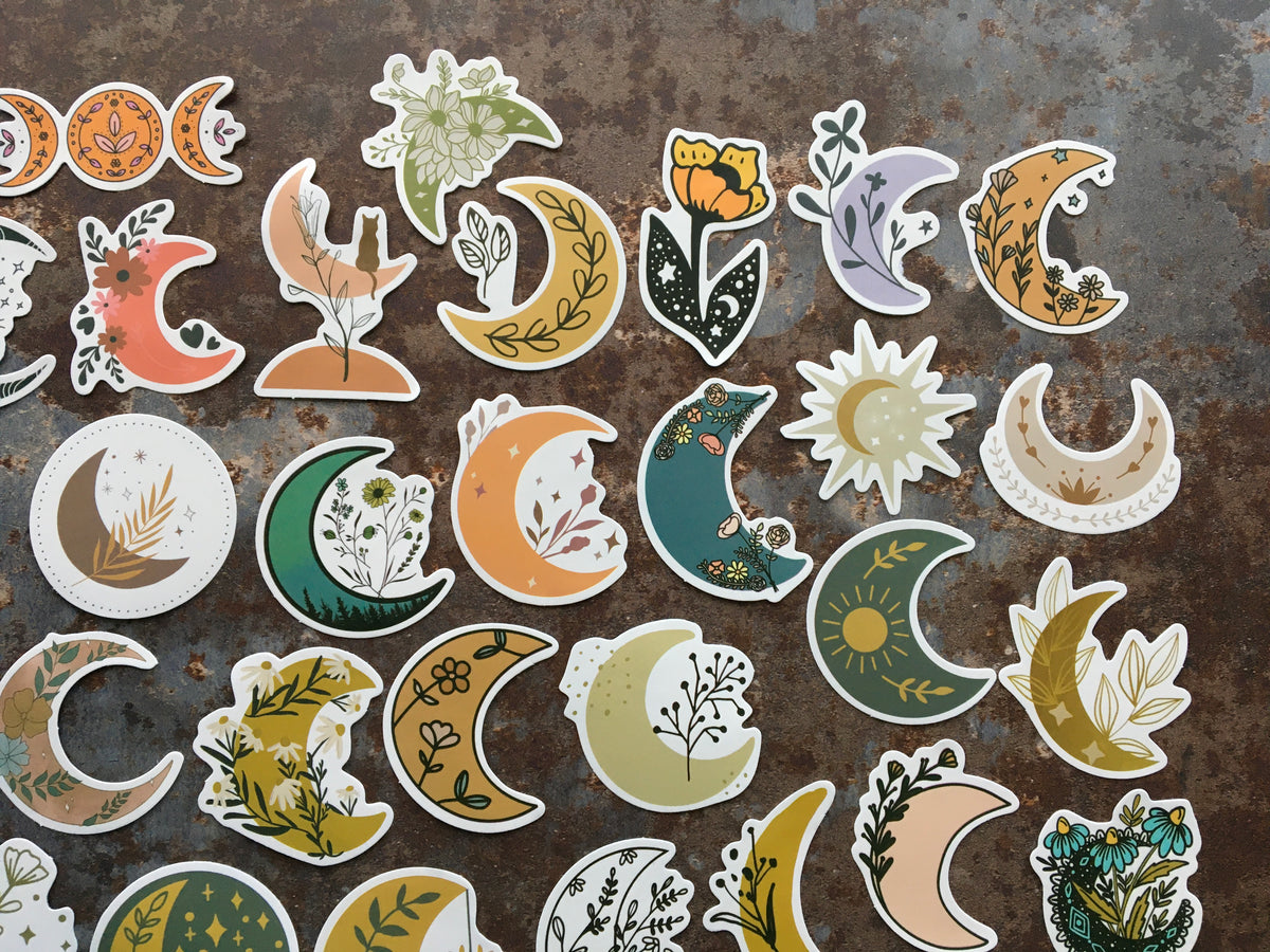 Floral half moon stickers (vinyl) for your laptop or phone ...