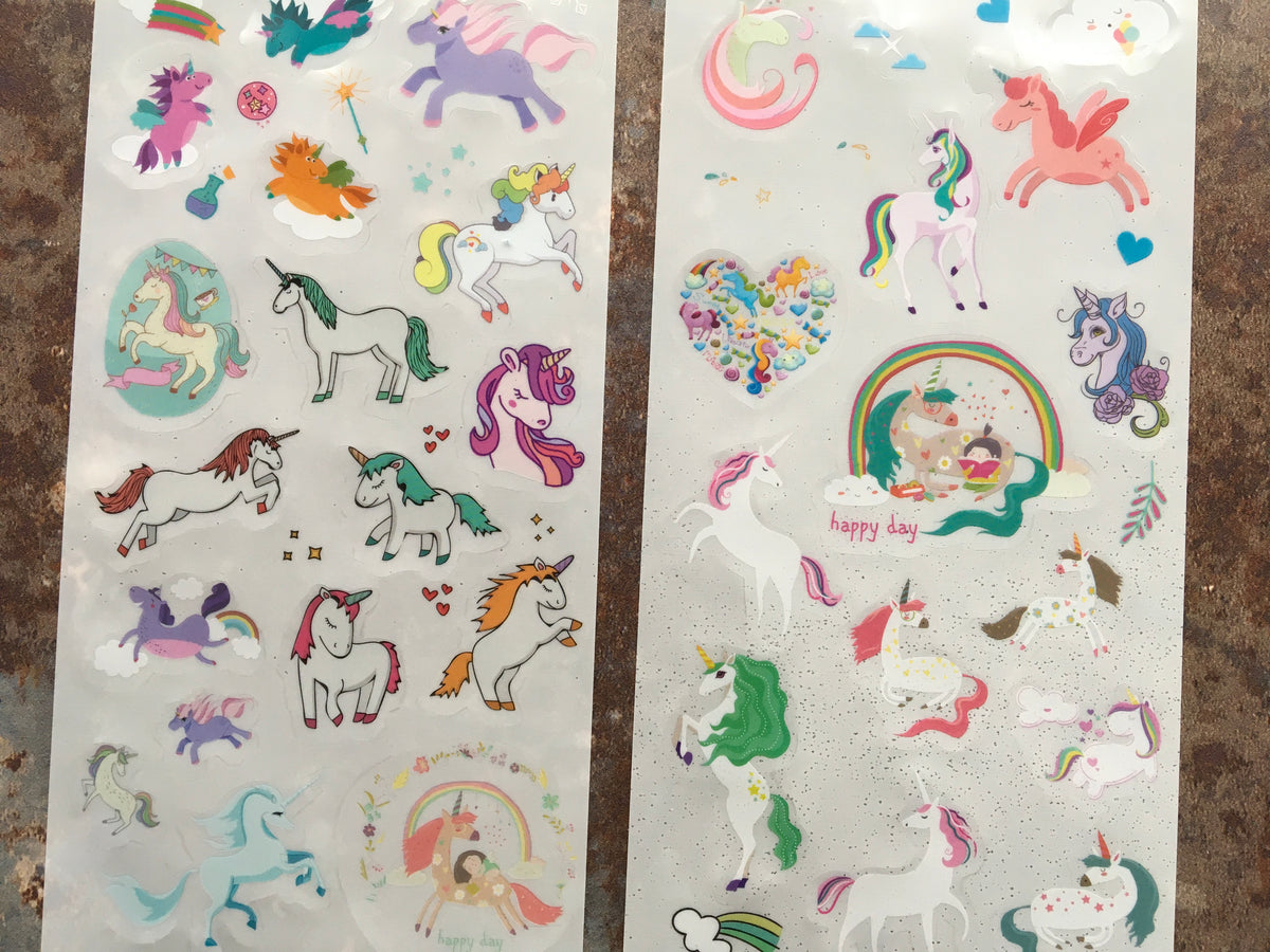 Colourful unicorn sticker sheets for journaling and kids crafts ...