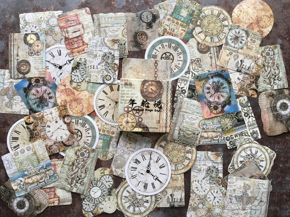 Retro style clock stickers for art journaling or scrapbooking ...