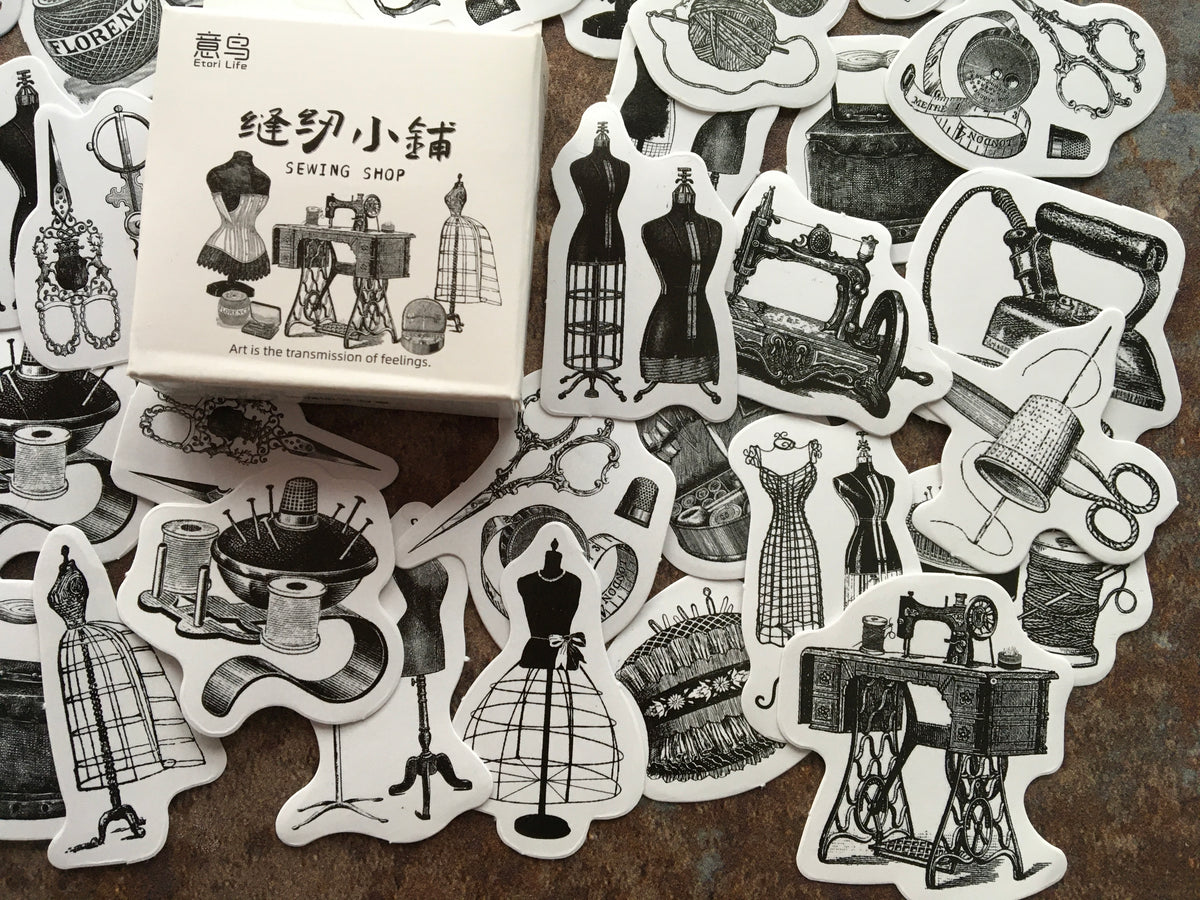 Vintage sewing & dressmaking themed sticker mix for journaling or ...