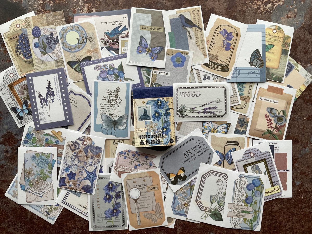 Vintage floral style sticker booklet (50pcs) for journaling and ...