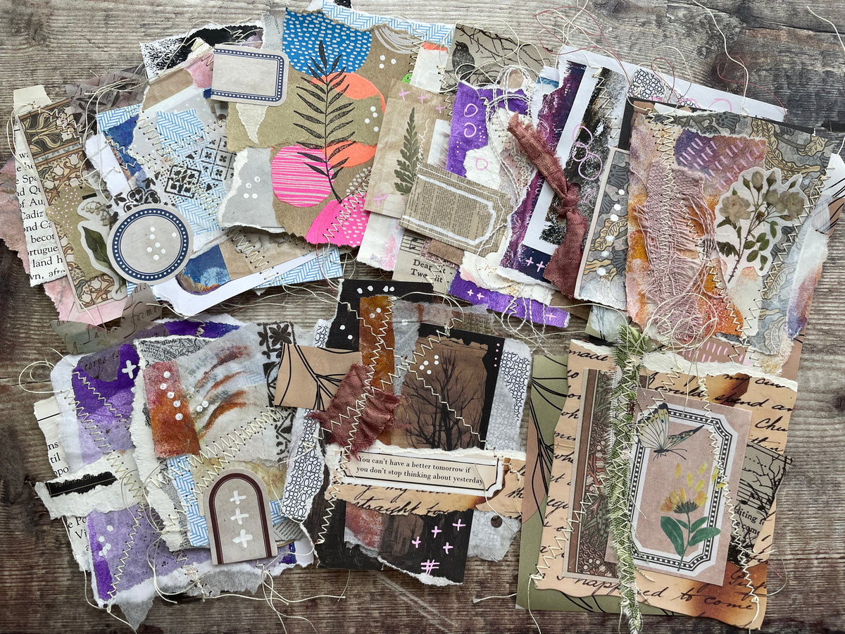 Handmade collage clusters for journaling and scrapbooking ...