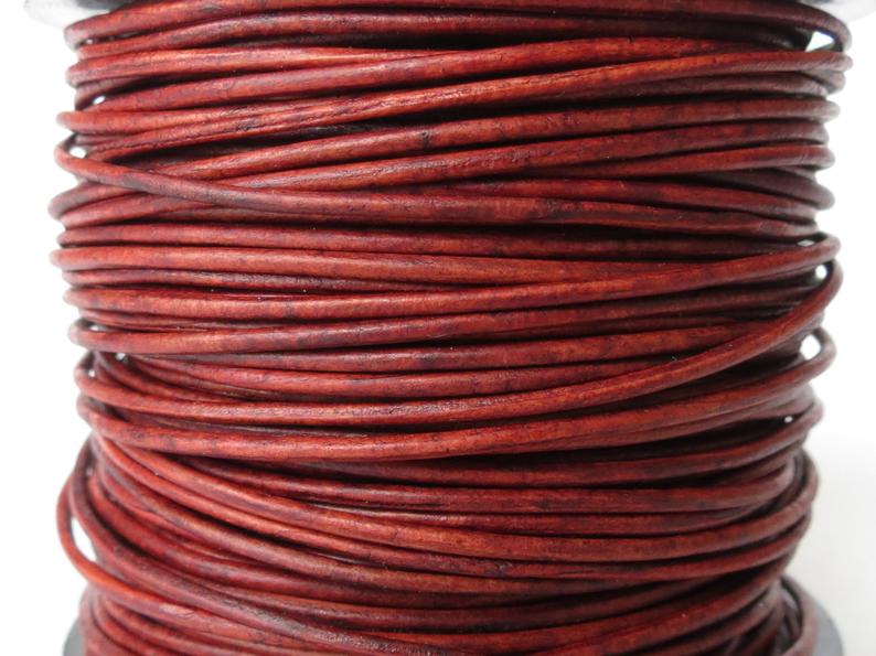 1.5mm Distressed Country Red leather cord – BluebellHillCrafts