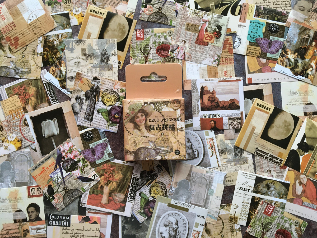 Art collage style sticker mix for journaling or scrapbooking ...